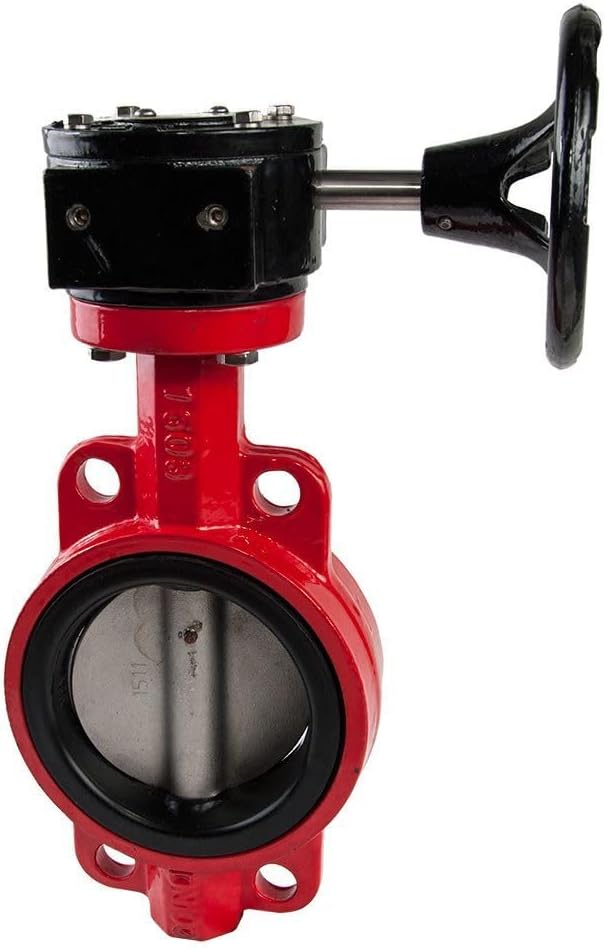 Amazon.com: Gear Drive Cast Iron Butterfly Valve - Wafer Connection ...