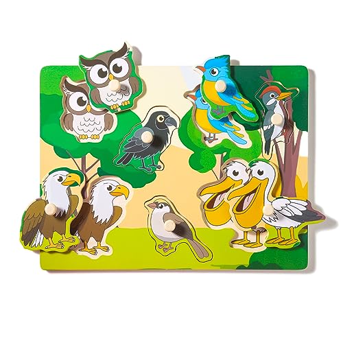 Snapklik.com : Wooden Puzzles For Toddlers 1-3, Birds Animals Peg ...