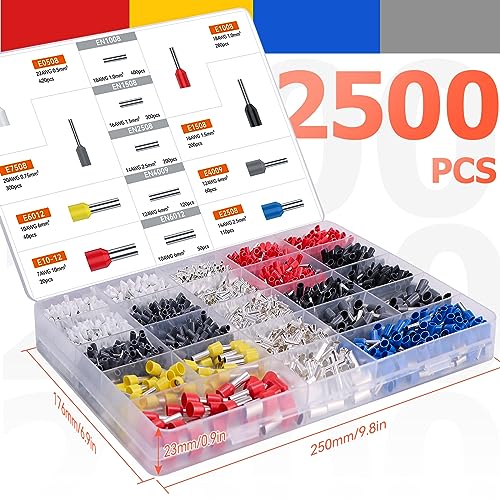 Snapklik.com : 2500PCS Wire Ferrules Connectors Kit, AWG22-7/0.5 ...