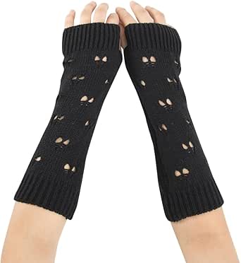 ccHuDE Fingerless Grunge Gloves Ripped Arm Warmers Fashion Crochet ...