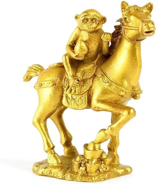 Amazon.com: Addune Feng Shui Monkey Riding Statue Horse Set Figurines ...