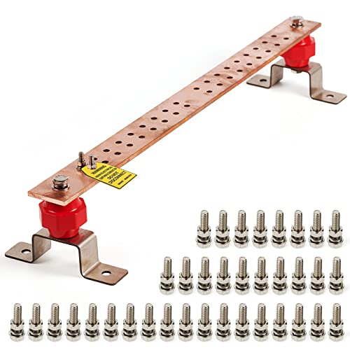 Snapklik.com : 24 Heavy-Duty Copper Bus Bar, Ground Bar Kit, 36 X 0.28 ...