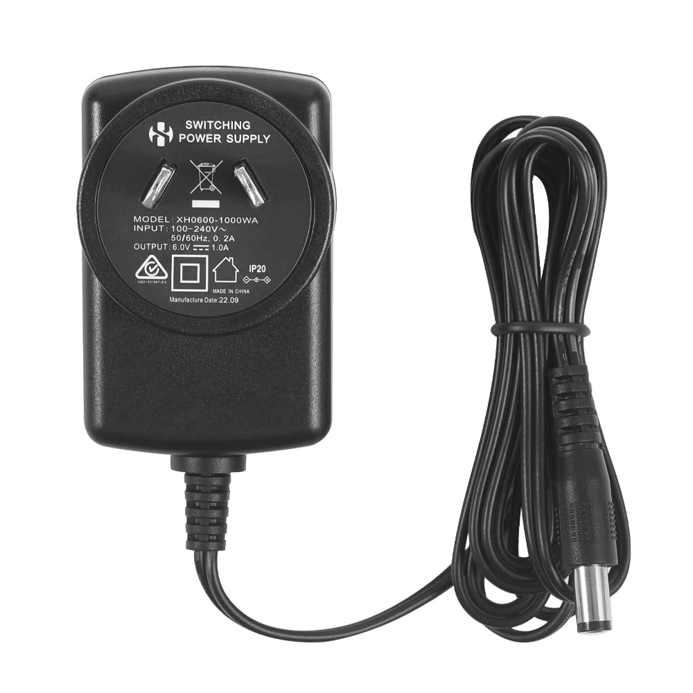 AC to DC 6V 1A Power Supply Adapter, Plug 5.5mm x 2.1mm, with 3.5mm x 1 ...