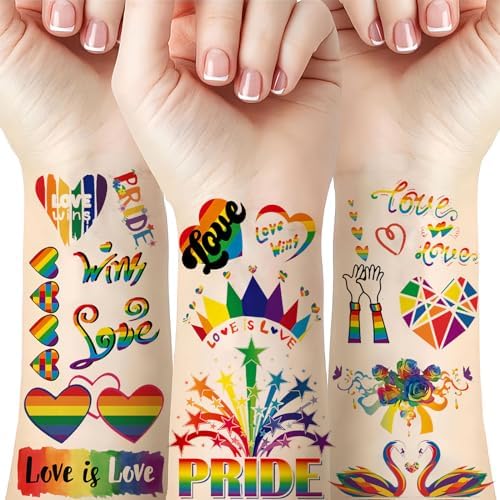 Amazon.com : Rainbow Temporary Tattoos Pride Day Fake Tattoos Adult ...