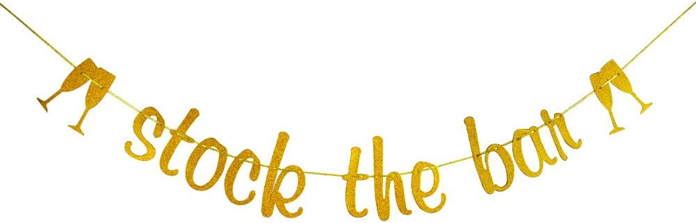 Amazon.com: Stock the Bar Banner, Bubbly Bar Decor Sign, Wedding Bubbly ...