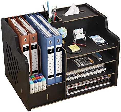 Updated Wooden Desk Organiser, Large Capacity Desk Tidy Storage Holder ...