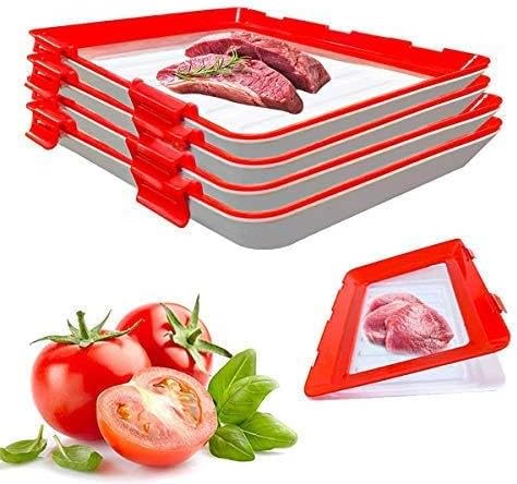 Amazon.com - 4 Pack Reusable Food Preserving Tray, Stackable Food ...