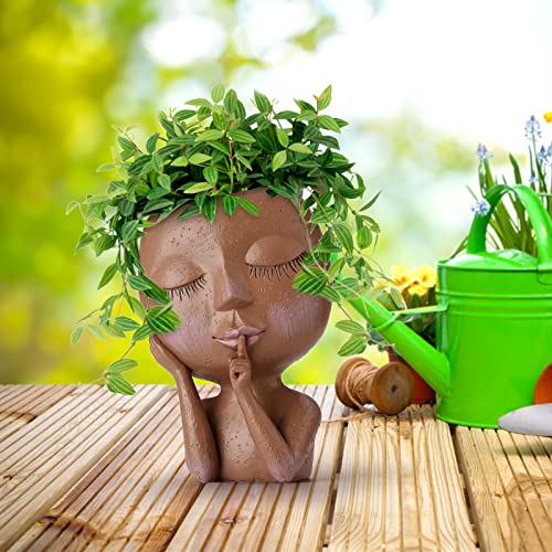 KNONAP Face Planters Pots Head Planter, Resin Head Planter Pots with ...
