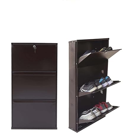 TRENDY Metal Shoe Cabinet for Home with Doors & Lock| Wall Mount Metal ...