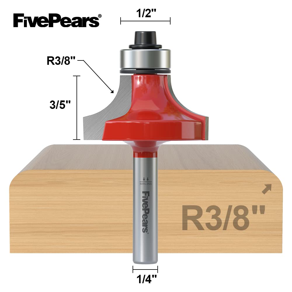 Snapklik.com : FivePears 3/8" Radius Roundover Router Bit 1/4 Inch Shank