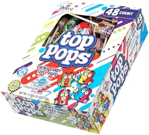 Amazon.com : Top Pops Taffy Pops, 48 Pack, 4 Assorted Fruit Flavor ...