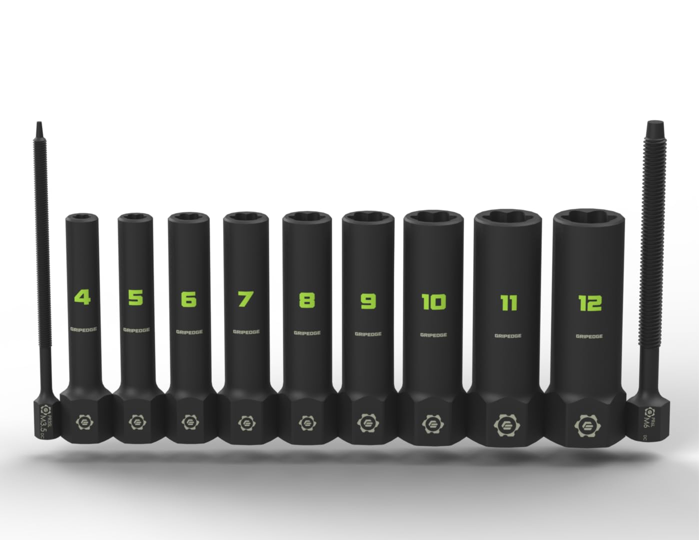 GRIPEDGE Tools | 9-PC - 1/4'' Drive Deep Metric RPT Socket Extractor ...