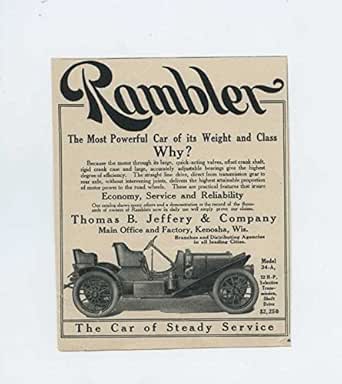 Amazon.com: 1908 Rambler Model 34 Kenosha WI Automobile Magazine Ad ...
