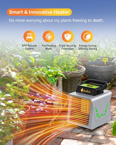 1500W Greenhouse Heater with APP Remote Control & Smart Control Panel ...