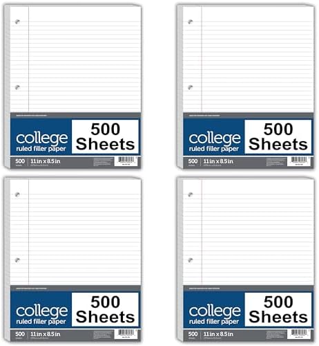 Amazon.com : Generic (2,000 Pages) - College Ruled 3 Holed Filler Paper ...