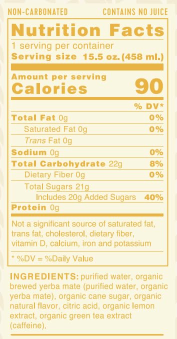 CLEAN Cause Lemonade & Tea USDA Té orgánico de yerba mate (latas de 15. ...