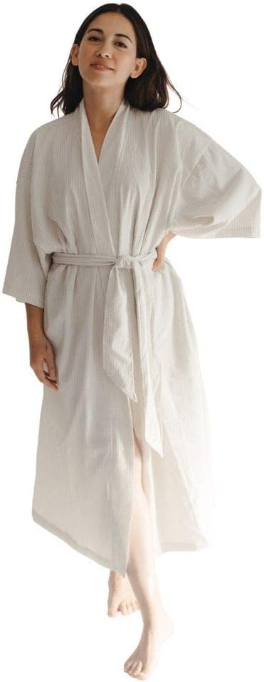 Amazon.com: Telegraph Hill Seersucker Kimono Robe - Soft, Microfiber ...