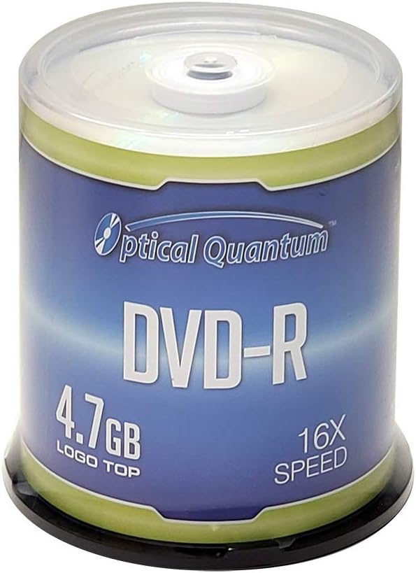 Amazon.com: Optical Quantum DVD-R 4.7GB 16x Logo Top Media Disc - 100 ...