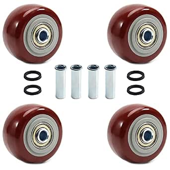 Juvielich 4Pcs Push Cart Wheels 2.5 Inch PU Caster Wheels Bearings ...