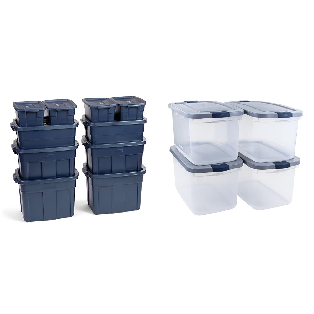 Amazon.com - Rubbermaid Roughneck Variety Pack Storage Totes, Durable ...