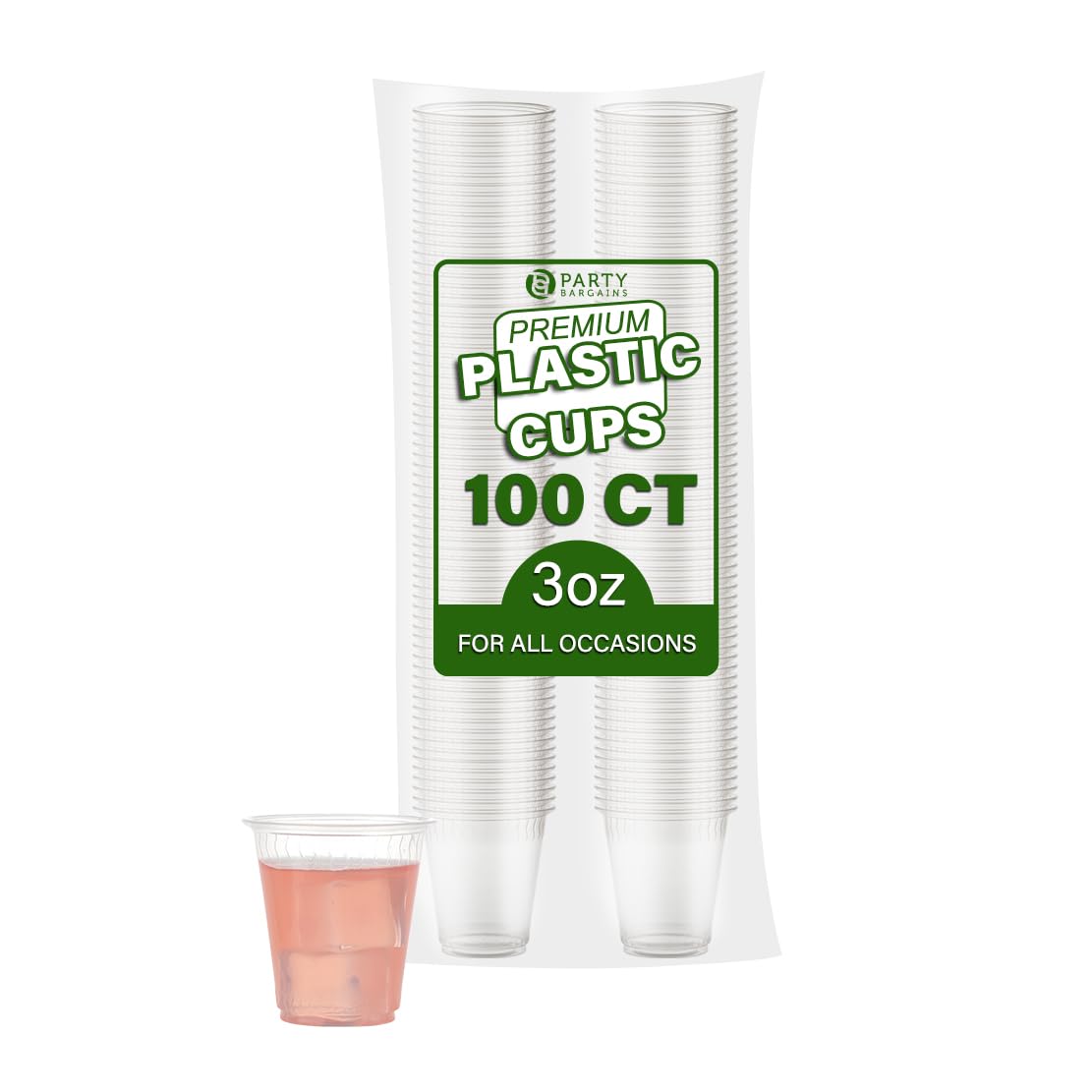 PARTY BARGAINS Clear Plastic Cups, 3 oz, 100 Pack – Disposable Drinking ...