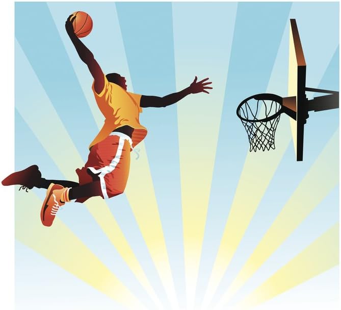 Amazon.com: Basketball Player Slam Dunk Starburst Drawing Cool Wall Art ...