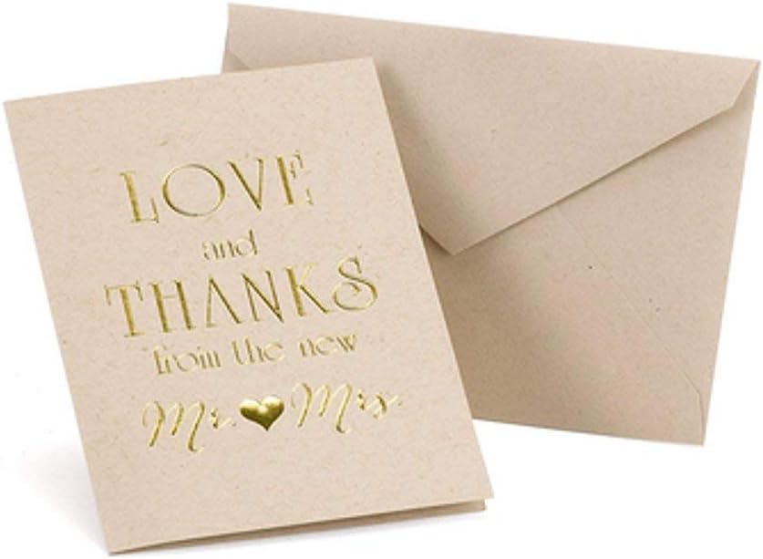 Amazon.com: Love and Thanks Wedding Thank You Cards with Envelopes (50)