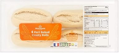 Morrisons Part Bake White Crusty Rolls 4 Pack : Amazon.co.uk: Grocery