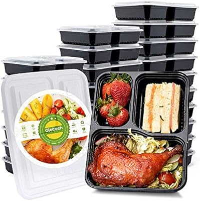 Amazon.com: Meal Prep Containers - Reusable Plastic Containers with ...