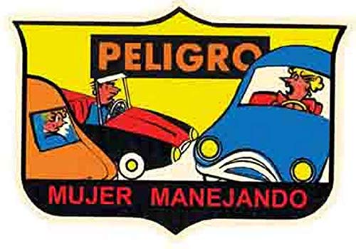 Amazon.com: Peligro Caution Woman Driver Retro Vintage Decal Sticker ...