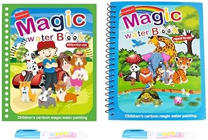 Reusable Magic Water Painting Book with Magic Doodle Pen Kids Coloring ...