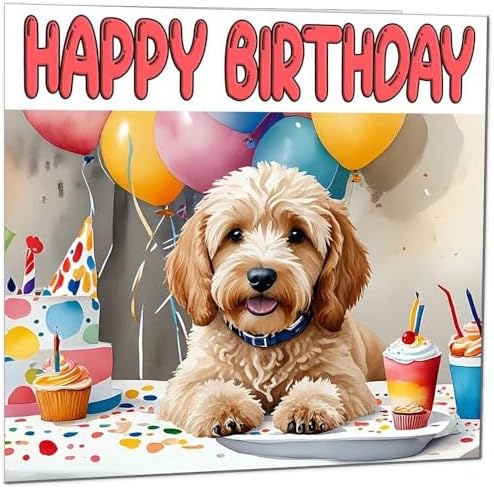Cockapoo Birthday Card - Fun Dog Birthday Card - 145 x 145mm : Amazon ...