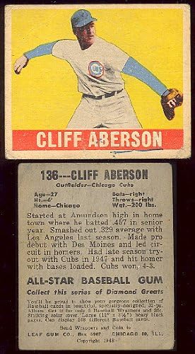 Amazon.com: 1948 Leaf Regular (Baseball) Card# 136 Cliff Aberson of the ...