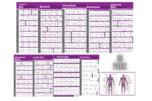 Amazon.com: Workout Posters for Home Gym, Home Exercise Workout Poster ...