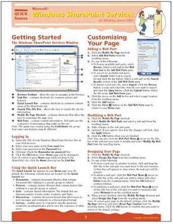 Microsoft Windows SharePoint Services Quick Source Reference Guide: Quick Source: 9781932104325 ...