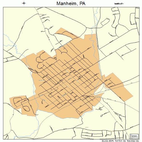 Large Street & Road Map of Manheim, Pennsylvania PA - Printed poster ...