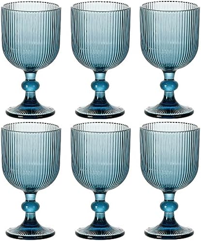 Amazon.com: Godinger Wine Goblet Beverage Glass Cup Alba - Blue - Set ...