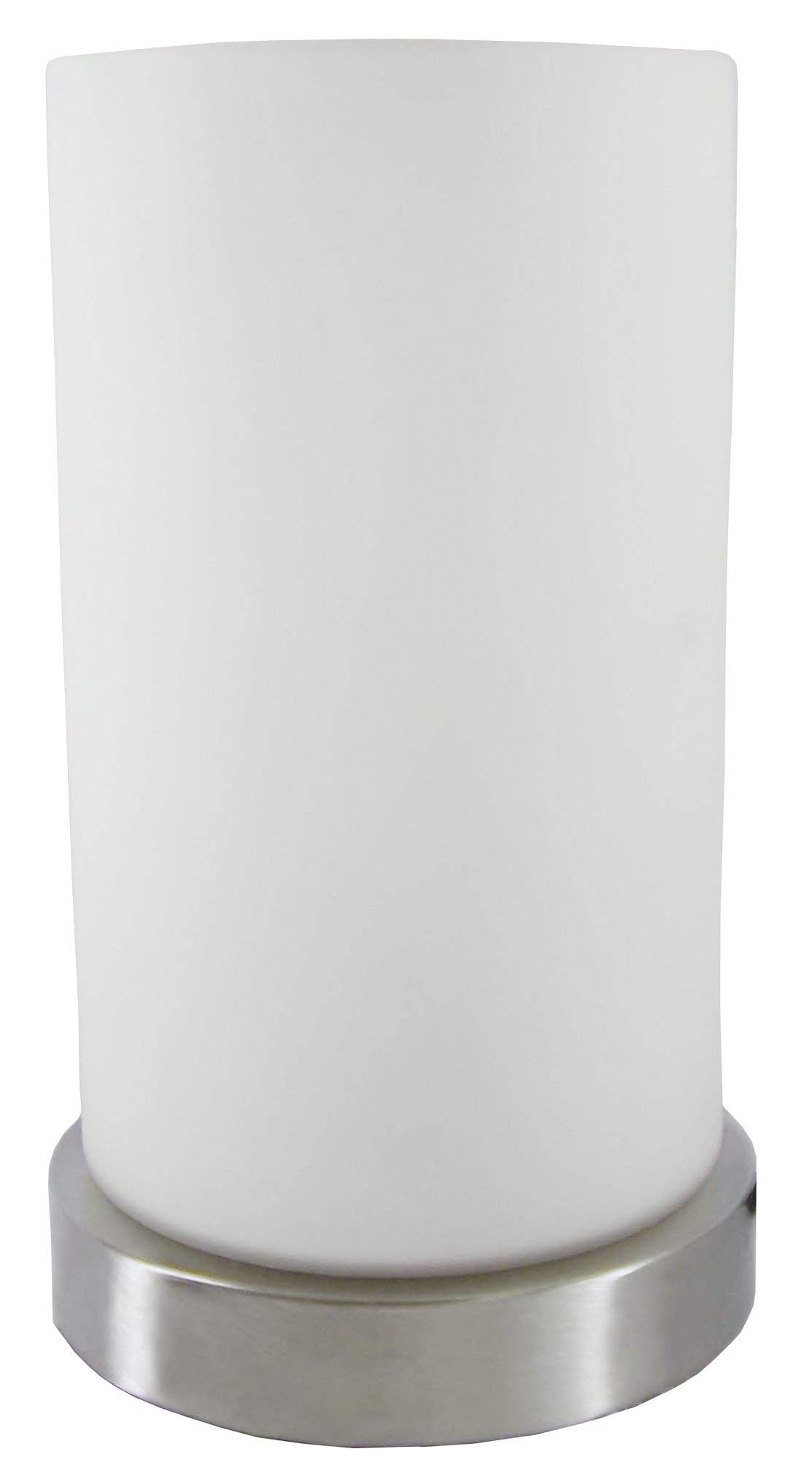 Modern Silver Chrome Bedside Table Lamp with White Glass Shade ...