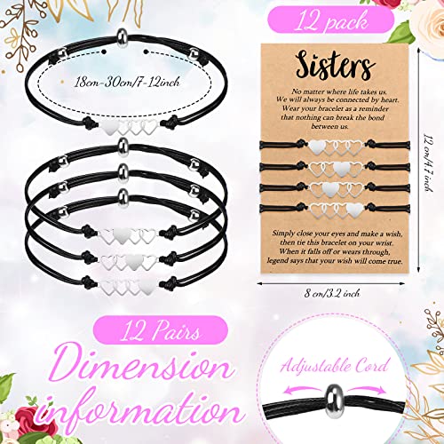 Buy 12 Pieces Sister Bracelets Gifts, Matching Heart Distance Bracelets ...