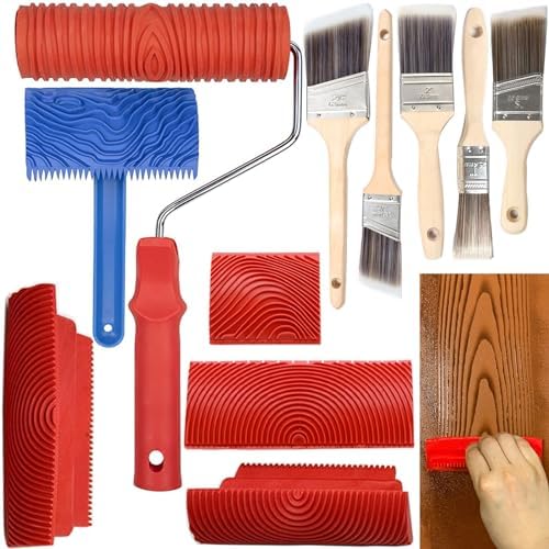 Wood Grain Tool, 11pcs Wood Graining Tool Set 7" Wood Grain Roller Wood ...