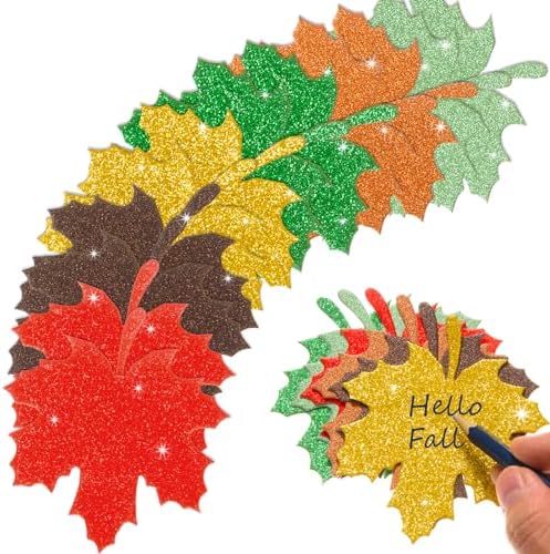 Amazon.com: 150Pcs Maple Leaves Cutouts Glitter Paper Fall Leaves Die ...