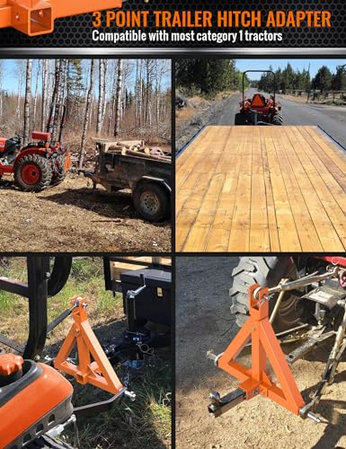 Snapklik.com : 3 Point Trailer Hitch Receiver Orange, Tractor Mover ...