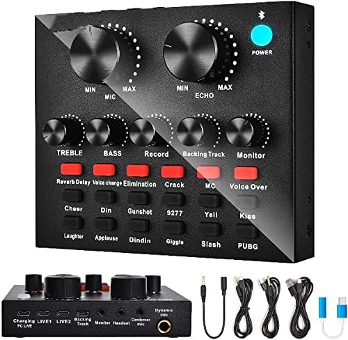 kh V8 Sound Card, Sound Effects Board for Podcast Equipment Bundle ...