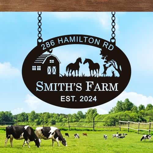 Amazon.com: Custom Farmhouse Metal Sign, Personalized Farm Metal Sign ...
