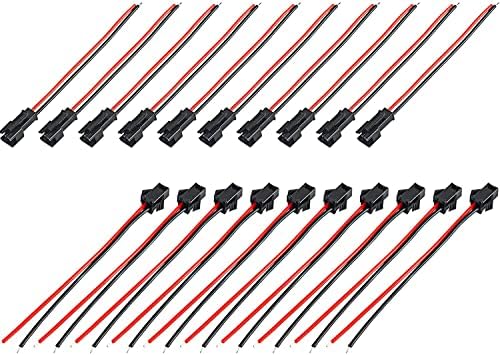 RGBZONE 20Pairs JST SM 2Pin Plug Male to Female EL Wire Cable Connector Adapter for 3528 5050 ...