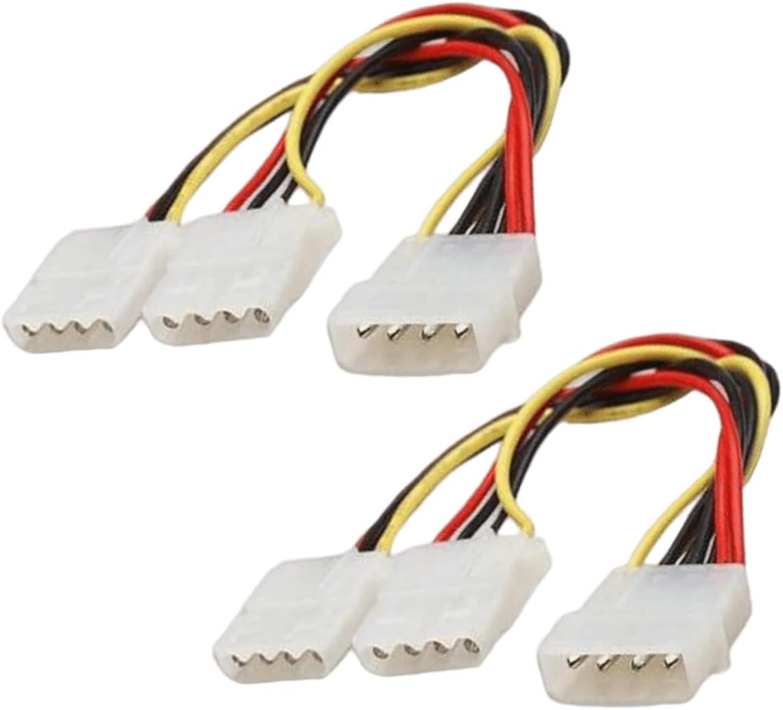 PARUHT PSU 4 Pin Molex Male to 2XMolex IDE Female Power Supply Y Cable ...