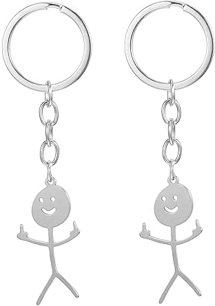Nogeqi 2PCS Middle Finger Keychain Funny Keychains for Men Matching ...
