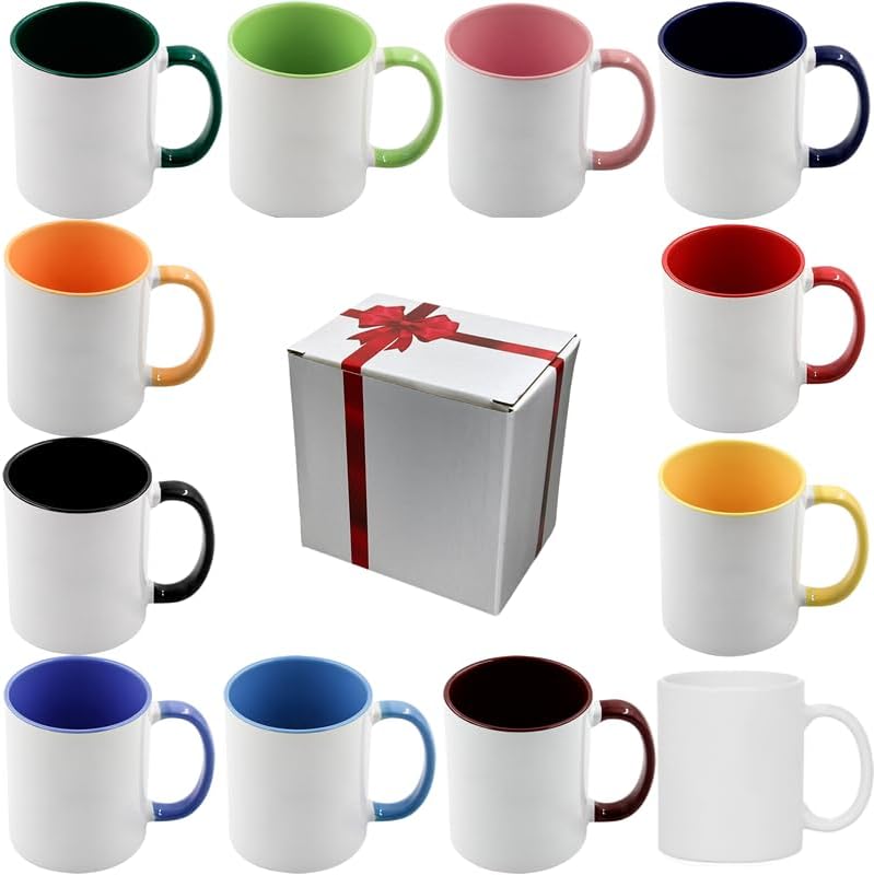 Amazon.com: TWISTED ENVY 12-Pack of 11 oz LT BLUE Inside/Handle Ceramic ...