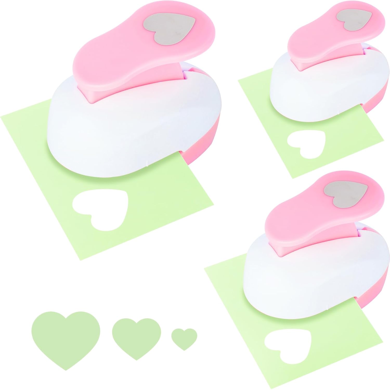 LOVEINUSA 3PCS Paper Punches for Craft, Paper Punch Heart Shapes Pink ...