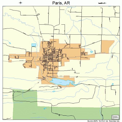 Large Street & Road Map of Paris, Arkansas AR - Printed poster size ...